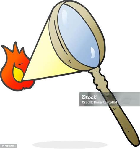 Freehand Drawn Cartoon Magnifying Glass Burning Stock Illustration