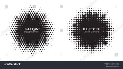 Halftone Circle Dotted Frame Circularly Distributed Stock Vector