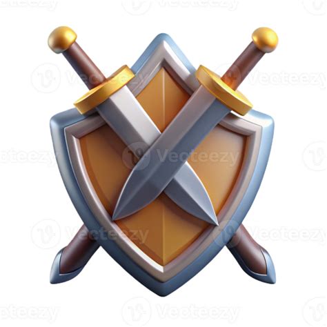 Extraordinary Modern 3d Render Of Crossed Swords And Shield Detailed