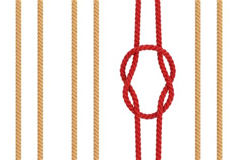 밧줄 줄과 암초 사각형 매듭이 있는 빨간 밧줄 하나 3d 렌더링 3차원 형태에 대한 스톡 사진 및 기타 이미지 3차원 형태 구부리기 네트 스포츠 장비 Istock