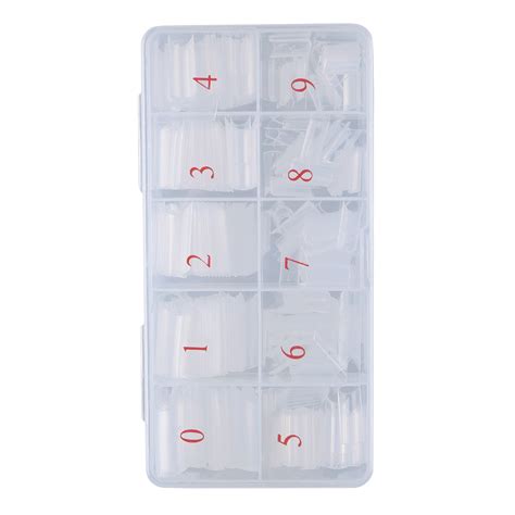 Siquannnn Extra Long C Curve Half Cover Nail Tips Sunbem Clear 500pcs