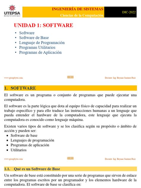 Unidad 1 Software Pdf Programación Programa De Computadora