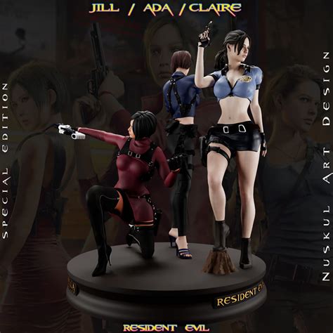 Ada Wong Claire Redfield Jill Valentine Resident Evil 3d Model By