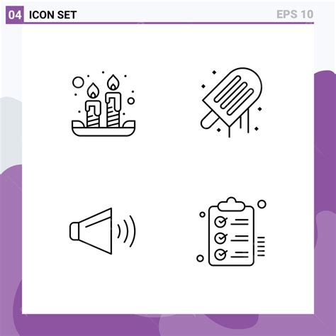 Ui Set Vector Design Images Set Of 4 Modern Ui Icons Symbols Signs For Candles On Volume