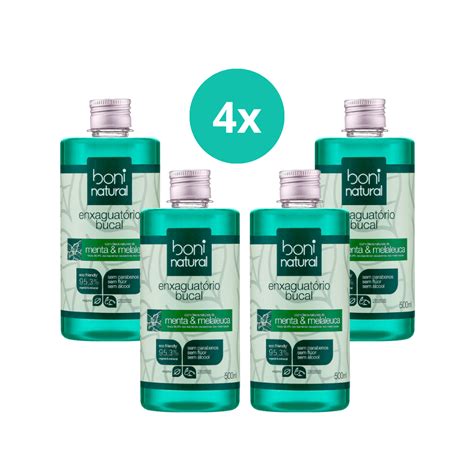 Kit X Enxaguante Bucal Sem Fluor Menta E Melaleuca Ml Boni Natural Shopee Brasil