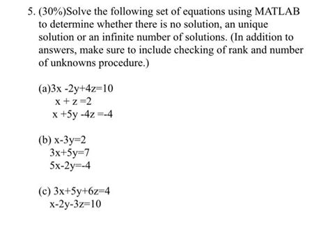 Solved 5 30solve The Following Set Of Equations Using