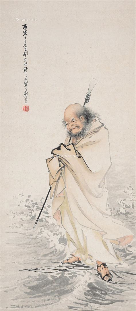 【达摩渡江 立轴 设色纸本】拍卖品 图片 价格 鉴赏 绘画 雅昌艺术品拍卖网