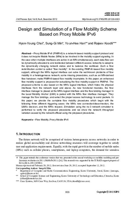 Pdf Design And Simulation Of A Flow Mobility Scheme Based On Proxy Mobile Ipv6