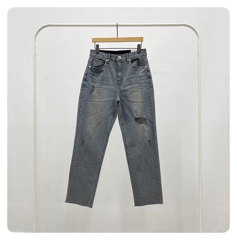 새롬새롬 노바디진 350 구제 세미 배기 찢어진 청 데님 스판 청바지 미시 여성