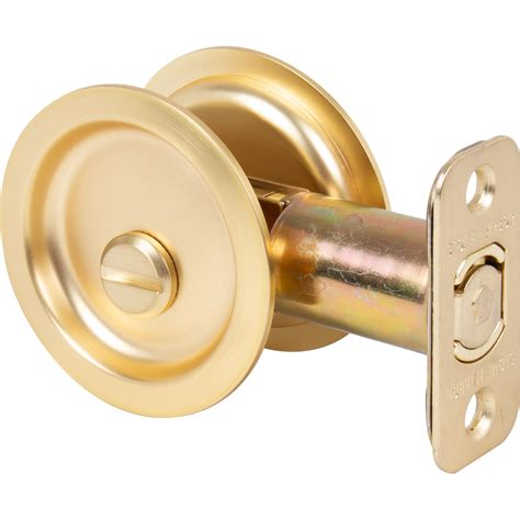 Round Pocket Door Lock Privacy With 2 3 8 Latch Satin Brass