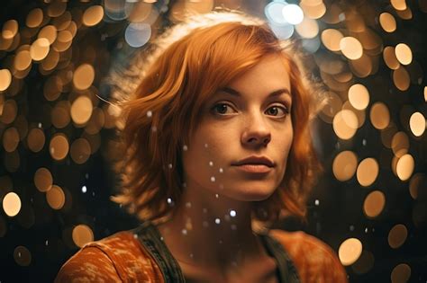 Una Mujer Pelirroja Mira A La Cámara Vector Premium