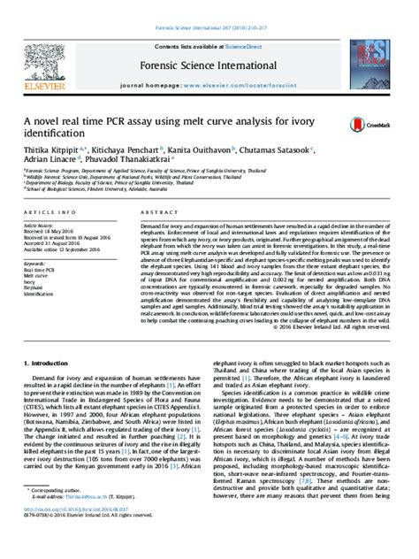 Pdf A Novel Real Time Pcr Assay Using Melt Curve Analysis For Ivory