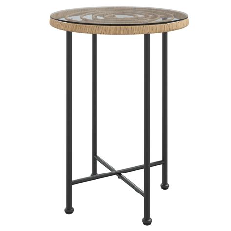 Vidaxl Dining Table Ø55 Cm Tempered Glass And Steel Wood Factory
