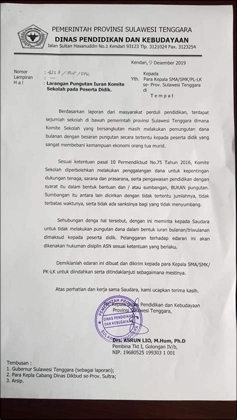 Contoh Surat Resmi Dinas Sulawesi Tenggara Surat Dinas Desain