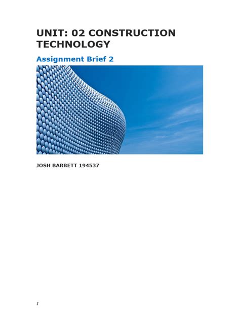 Josh Barrett 194537 Unit 02 Construction Technology Assignment 2 Pdf