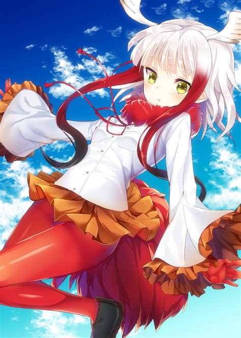 Safebooru 1girl Artist Request Bangs Bird Tail Blue Sky Blunt Bangs