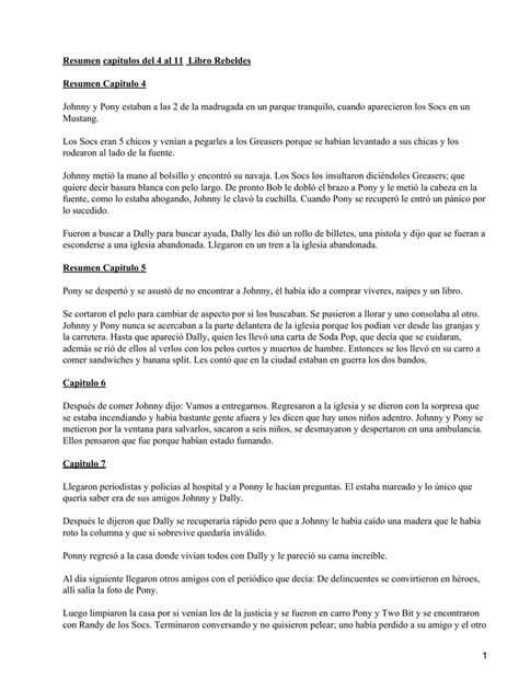 Resumen Del Libro Rebeldes Por Capatulos Estudiar