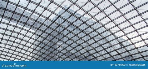 Modern Building With Curving Roof And Glass Steel Column Stock Image
