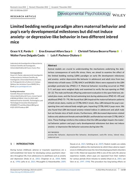 Pdf Limited Bedding Nesting Paradigm Alters Maternal Behavior And Pup
