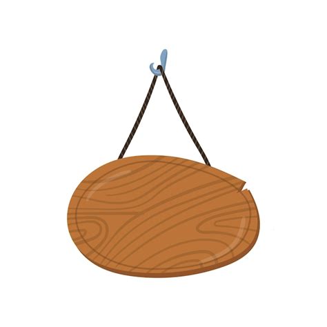 밧줄 만화 벡터 일러스트 레이 션에 매달려 나무 Singboard 프리미엄 벡터