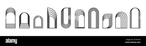 Minimalist Linear Shapes Decorative Aesthetic Arch Frame Vector Art