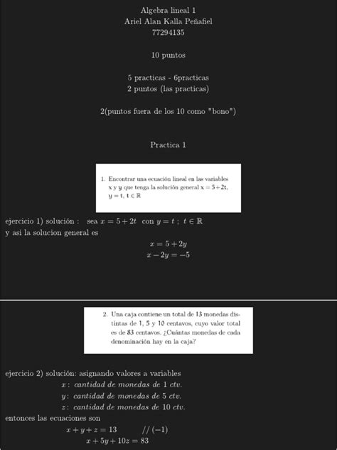 Algebra Lineal 2 Pdf Ecuaciones Matemática Elemental