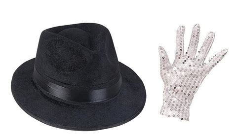 Michael Jackson Sequin Glove Fedora Hat Billie Jean Free Shipping