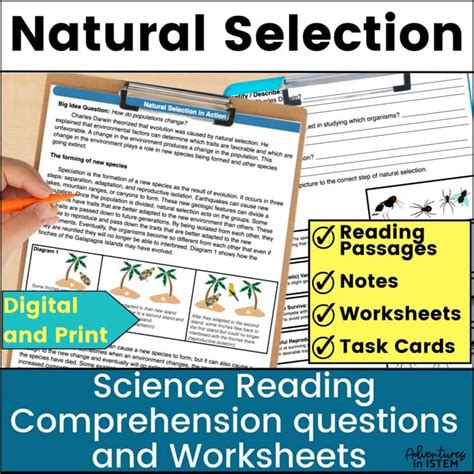 Natural Selection Worksheet Reading Activity Darwin Evolution Worksheet