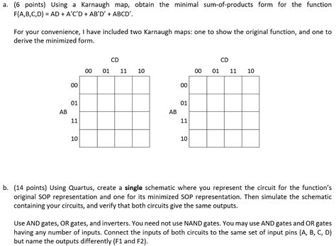 solved a 6 points using a karnaugh map obtain the