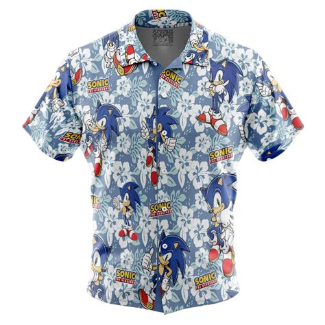 Sonic Pattern Sonic The Hedgehog Button Up Hawaiian Shirt Anime Ape