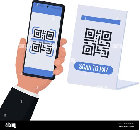 Customer Scanning A Qr Code With His Smartphone And Making A Payment In