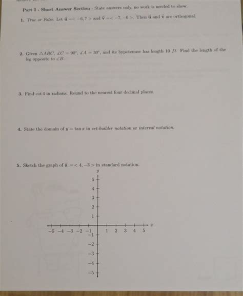 Solved Part 1 Short Answer Section State Answers Only