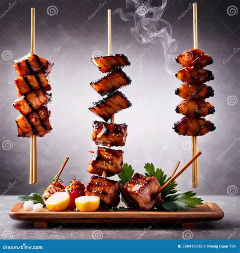 Japanese Yakitori Savory Grilled Skewers Cinematic Food Photography