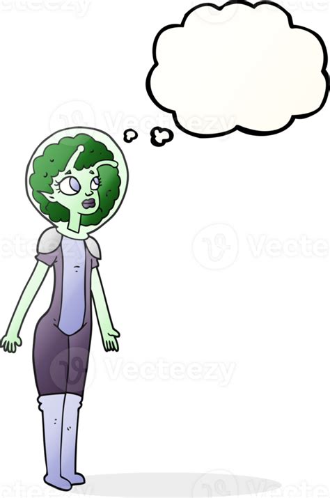 Thought Bubble Cartoon Alien Space Girl 36356139 Png