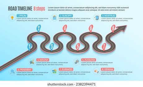 Isometric Navigation Map Infographic 8 Steps Stock Vector Royalty Free