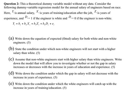 solved by an expert question 2 this a theoretical dummy variable model