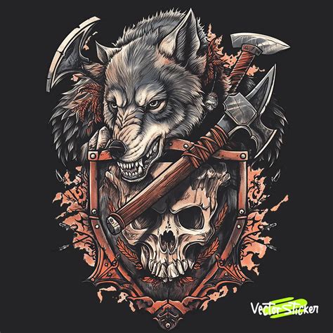 Vector Sticker — Wolf Shield