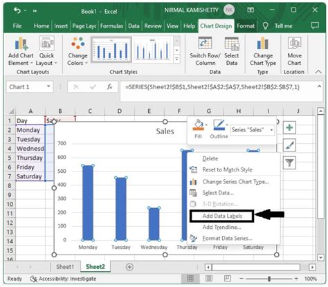 Excel 在图表中添加或移动数据标签极客教程