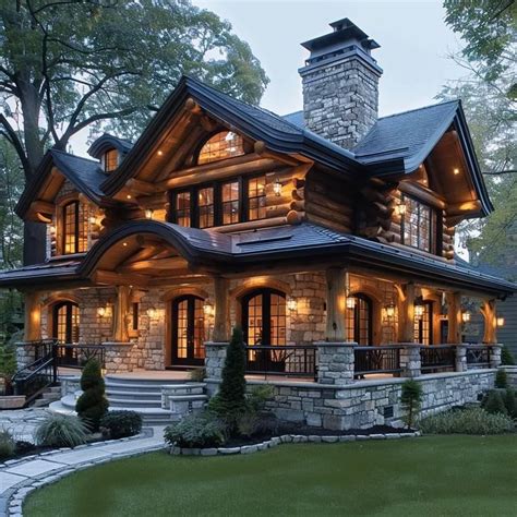 Luxurious Log Home With Stunning Front Porch Large Log House Luxury