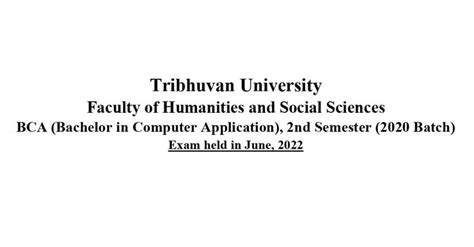 Tu Bca 2nd Semester Exam Result
