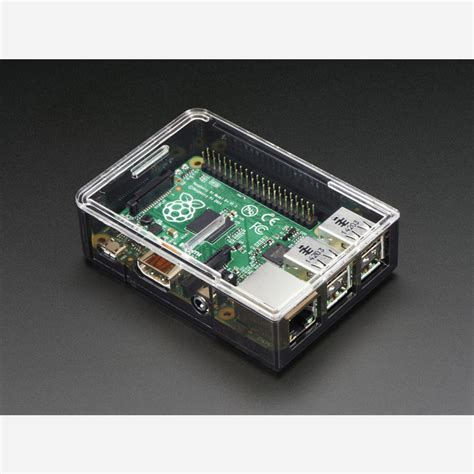 Adafruit Raspberry Pi B Pi 2 Pi 3 Case Smoke Base W Clear Top