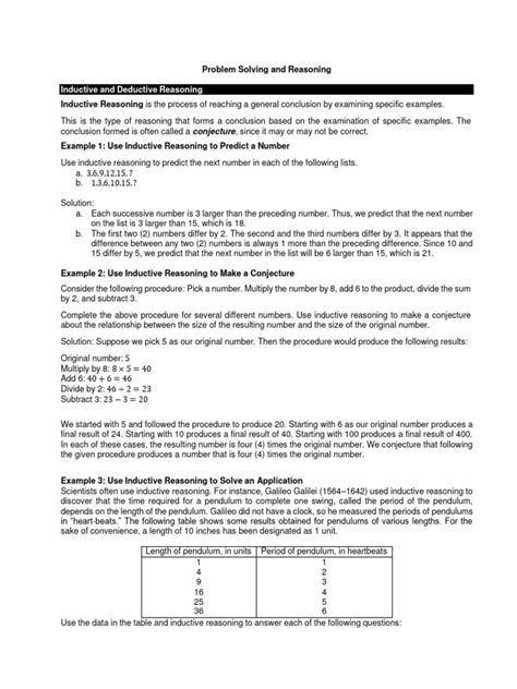 Problem Solving And Reasoning Pdf Inductive Reasoning Pendulum