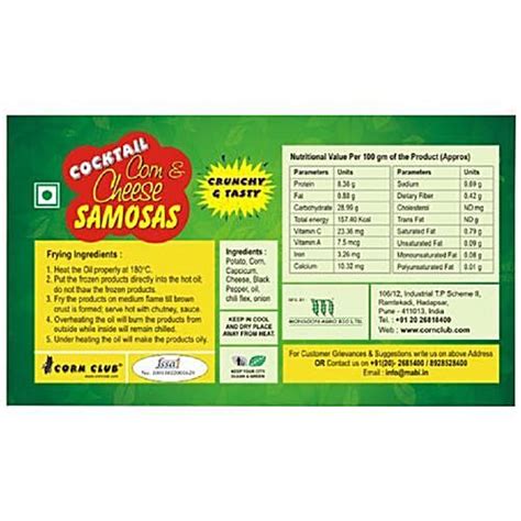 Buy Corn Club Frozen Cheese And Corn Samosa Online At Best Price Of Rs