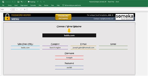 Password Keeper Free Password List Template In Excel