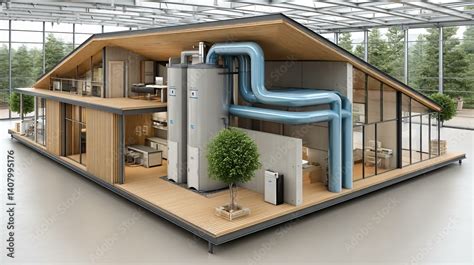Cutaway Render Of Smart Eco House Showing Thermal Mass Walls Solar