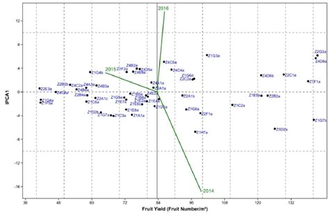 Interaction Principal Component Axis Ipca1 Against Average Fruit Download Scientific Diagram