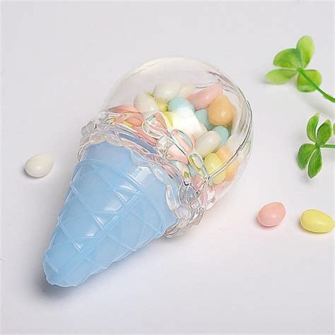 투명 플라스틱 아이스크림 모양 캔디 박스 웨딩 베이비 샤워 세례 생일 파티 과자 용기 16 개