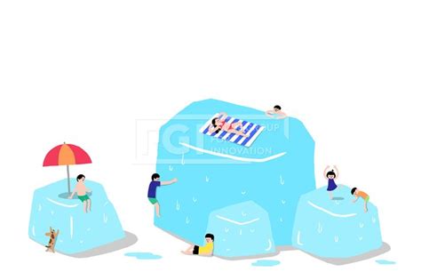 Pai147 프리진 일러스트 여름 더위 시원한 무더위 피서 캐릭터 동양인 전신 단체 휴가 휴식 힐링 냉방 오브젝트 도화지 서있는 친구