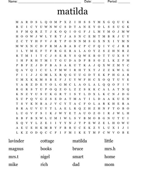 Matilda Word Search Wordmint