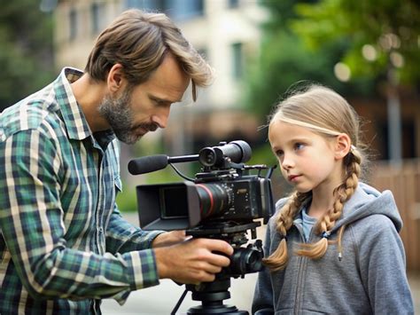 A Young Girl With Filmmaker Premium Ai Generated Image